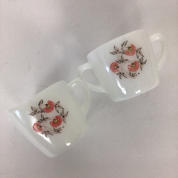 Fire King | Kitchen | Vintage Fire King Cream Sugar Set W Flower | Poshmark